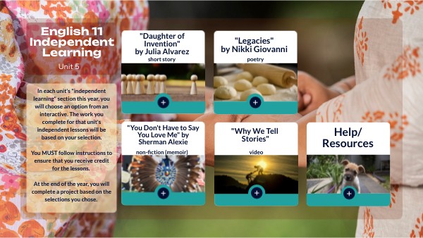 Unit 5 - Independent Learning Choice Board | Genially