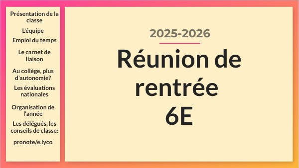 Réunion rentrée 2024-2025 | Genially
