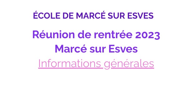 Réunion de rentrée 2023 | Genially
