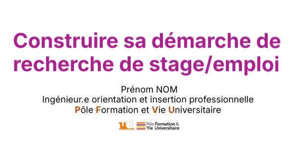 Démarche de recherche de stage/emploi | Genially