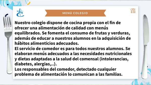 MENU COMEDOR COLEGIO | Genially