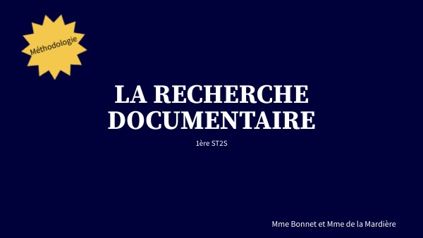recherche documentaire 1ère ST2S | Genially