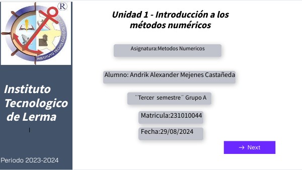 Presentación Metodos Numericos U1 | Genially