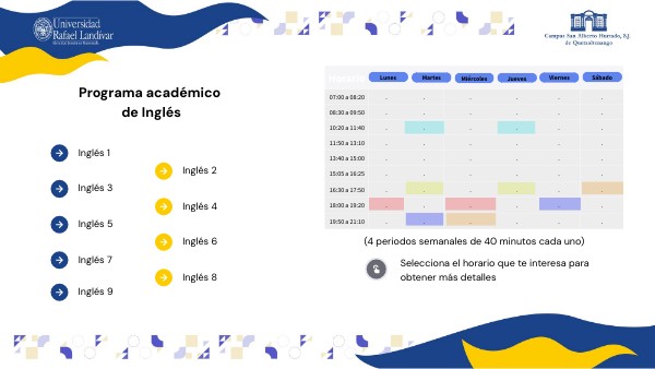 Horarios 2do. semestre 2024_Inglés | Genially
