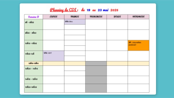 Planning CDI collège