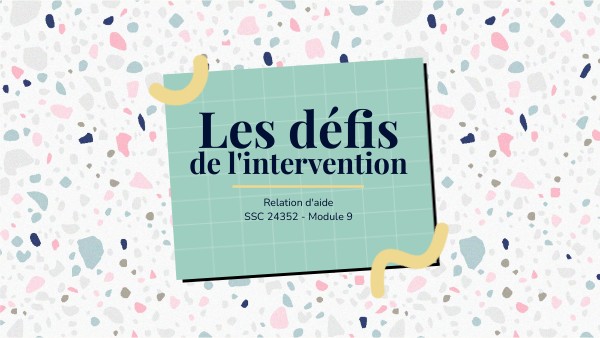 Relation d'aide - Module 9 | Genially