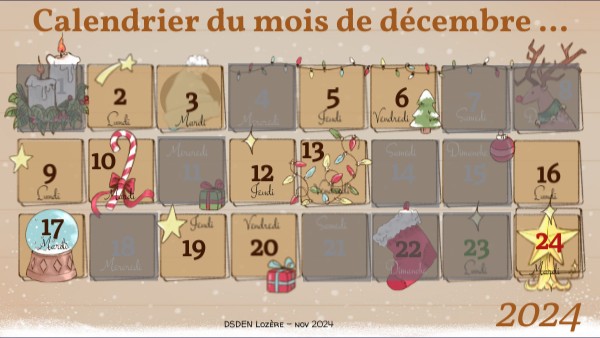 Calendrier de décembre 2024 | Genially