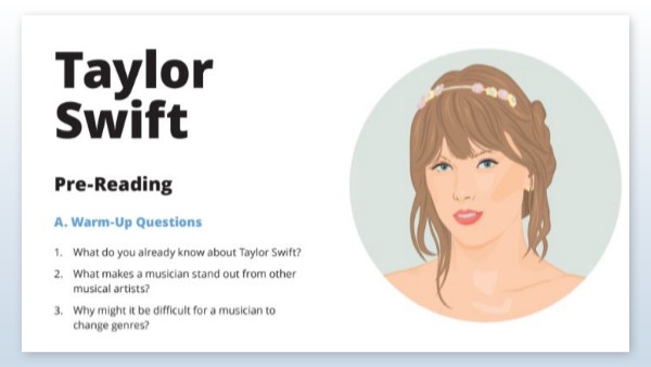 Taylor Swift ESL library | Genially