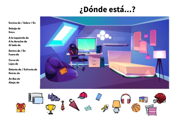 Habitación Las preposiciones de lugar Adolescentes