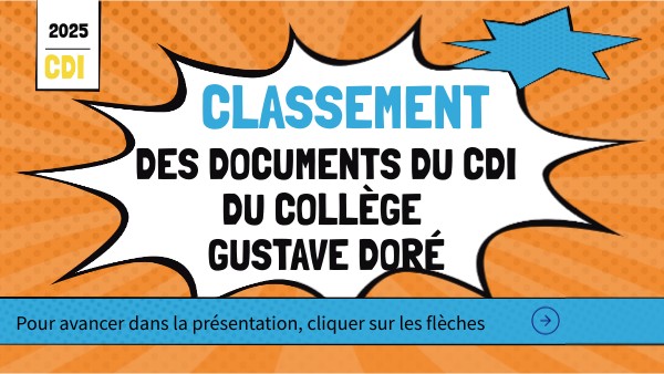 Séance 2 : Classement des documents et plan du CDI | Genially