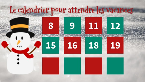 Calendrier pour attendre les vacances | Genially