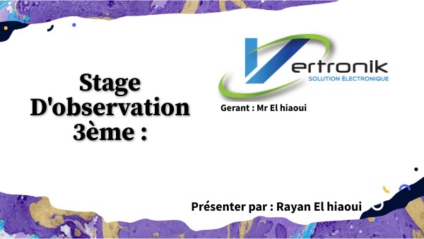 Stage d'observation de 3ème | Genially