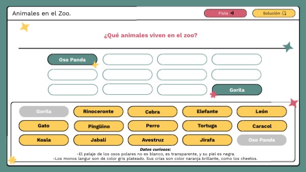 Juego 1: Animales en el Zoo.