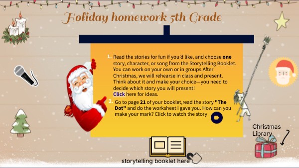 E class Christmas Homework | Genially
