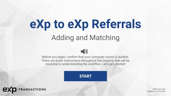 US: TSA - Add and Match eXp to eXp Referrals | Genially
