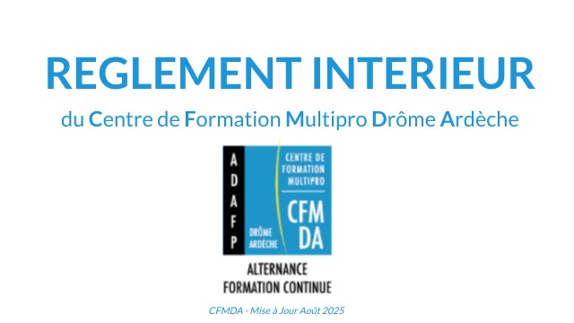 Règlement Intérieur CFMDA - MàJ 2024 | Genially