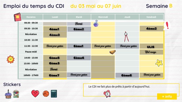 emploi du temps CDI | Genially