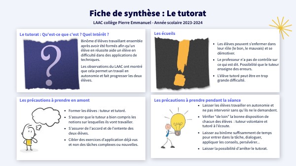fiche synthèse tutorat | Genially
