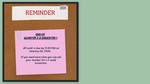 Reminder: Q2 and S1 | Genially