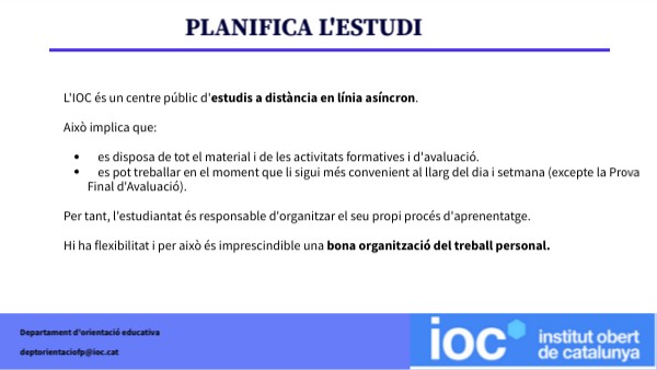 Estudiar a distància a l'IOC | Genially