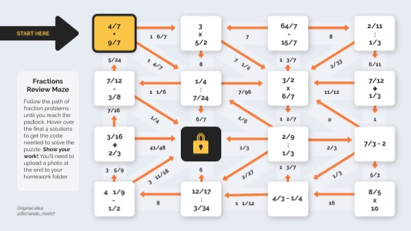 Fractions Review Maze | Genially