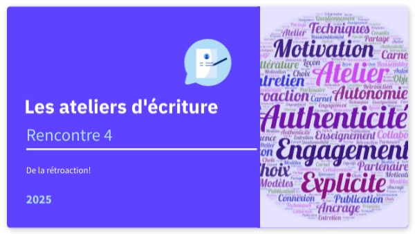 Ateliers d'écriture - rencontre 4 | Genially
