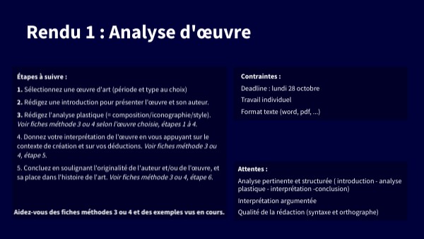 Brief exercice Analyse d'oeuvre | Genially