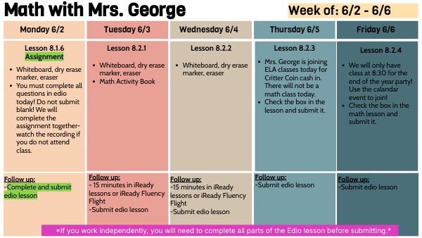 Weekly Overview -Math