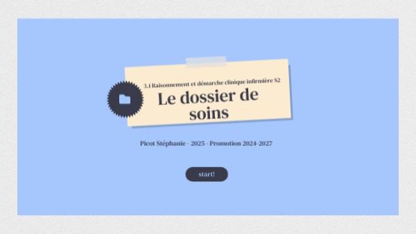 Le dossier de soins | Genially