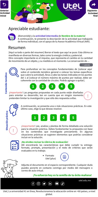 Plantilla Actividad Intermedia Utel plus | Genially