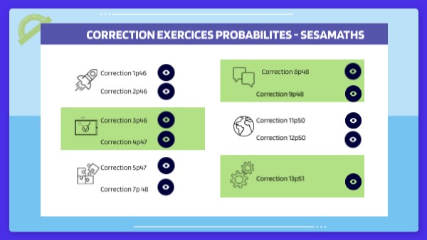 Correction exercices probabilités 3e | Genially
