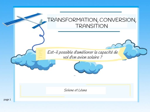 Avion solaire Léana/solène | Genially