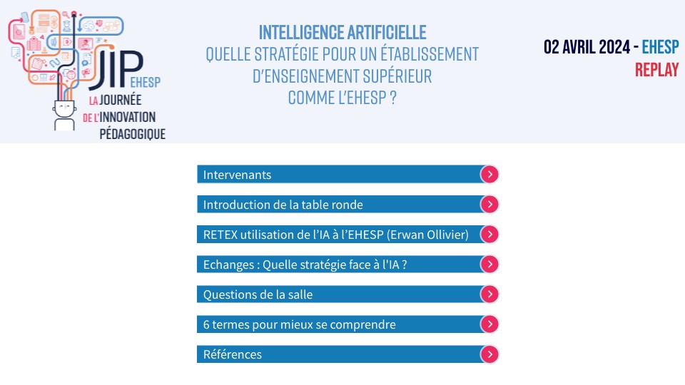 JIPE24 : IA, Quelle stratégie pour l'EHESP | Genially