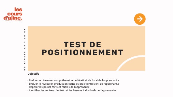 Aline Santos - Test de positionnement (tous niveaux) | Genially