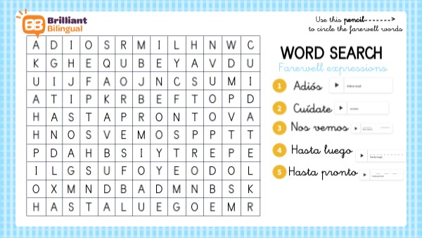 Word Search farewell expressions