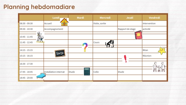 Edt hebdomadaire | Genially