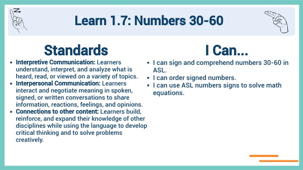 Learn 1.7: Numbers 30-60