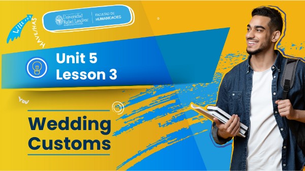 Session 15: presentation of the topic: Unit 5 lesson 3 Wedding Customs | Genially