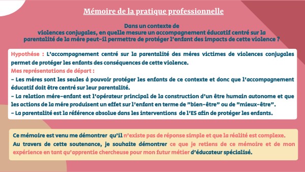 DC1 - Mémoire de la pratique professionnelle | Genially