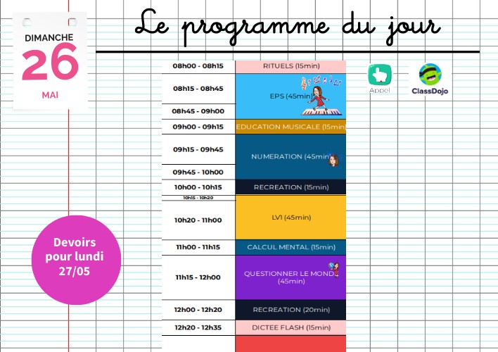 P5S3 - DIMANCHE 26/05 | Genially