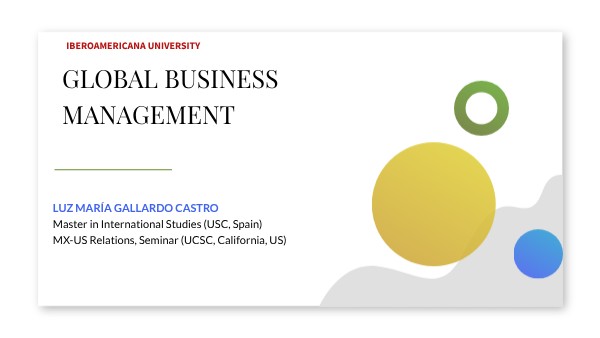 GLOBAL BUSINESS MANAGEMENT (SUMMER)