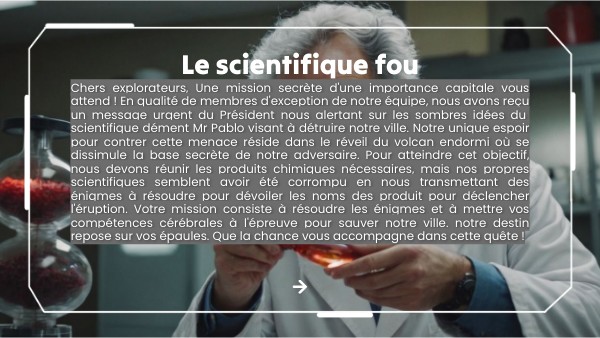 escape game le scientifique | Genially