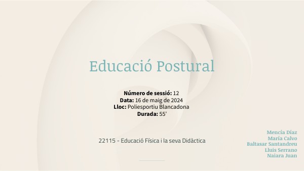 Sesión de Educación Postural | Genially