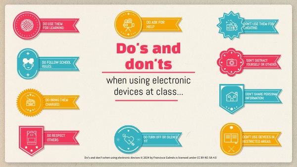 do's and don'ts when using electronic devices | Genially