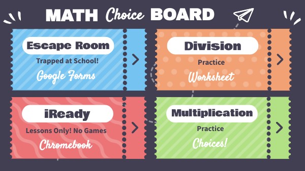 Math Choice Board