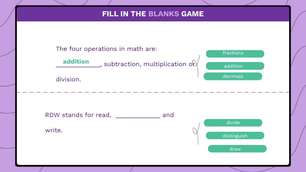 Math Word Problem Fill in the Blanks Game | Genially