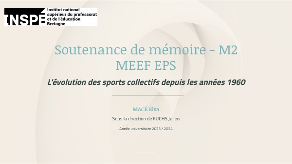 Soutenance de mémoire - M2 MEEF EPS - MACÉ Elsa