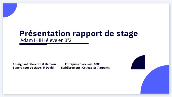 Oral de stage 3ème | Genially