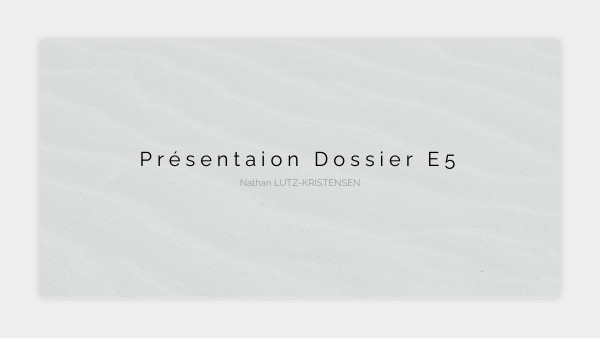 Dossier E5 PRESENTATION