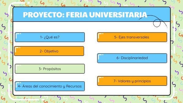 Proyecto transversal: Feria Universitaria | Genially